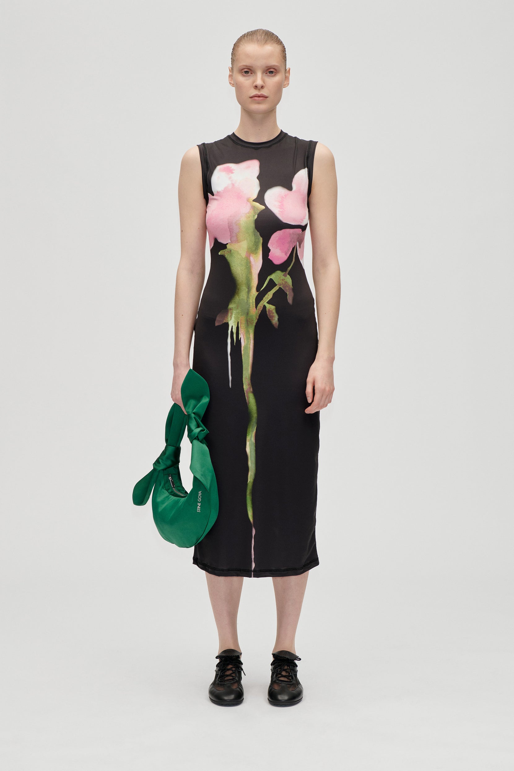 Elastic Tank Crewneck Dress - Melting Flowers - Stine Goya