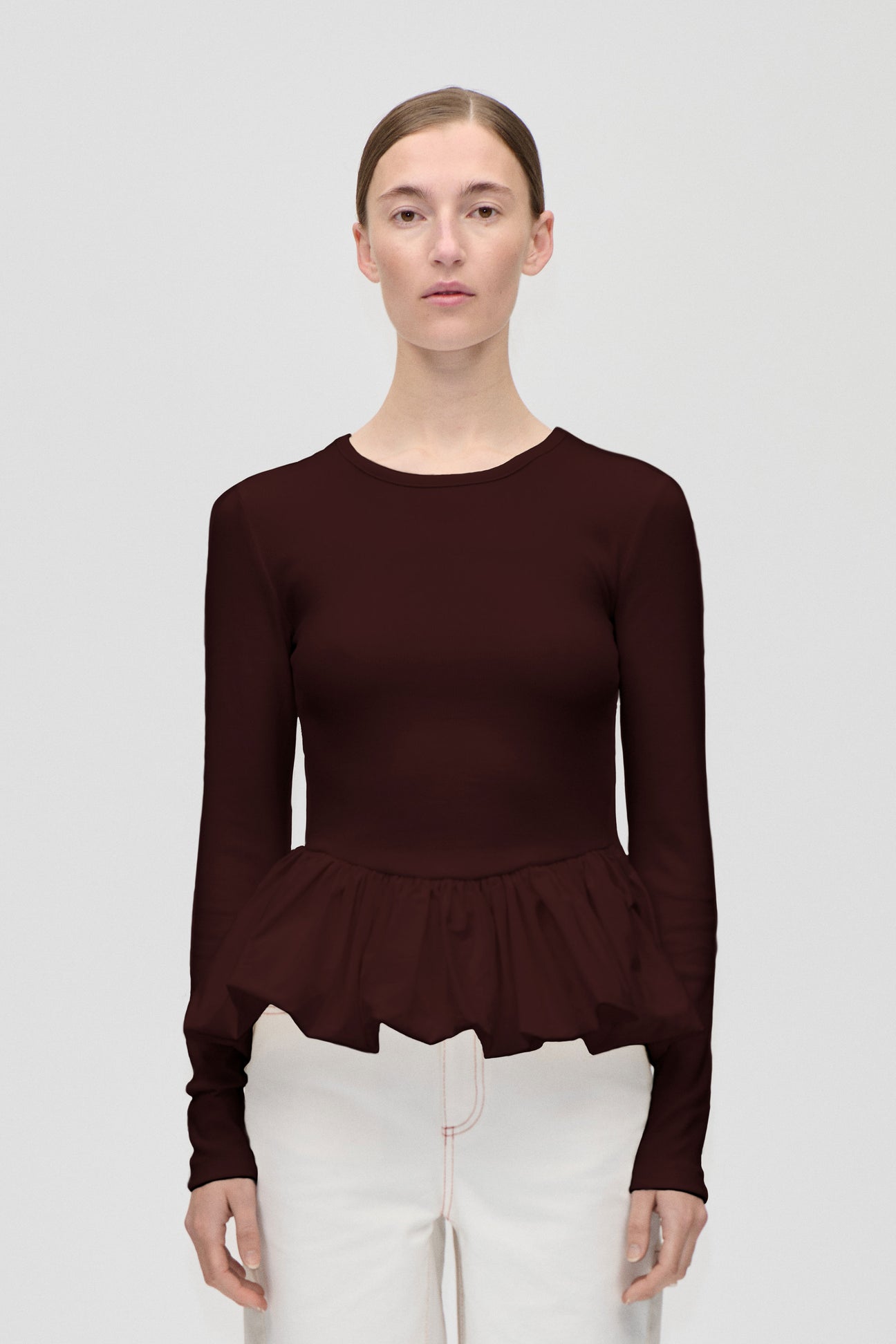 Long Sleeve Balloon Top - Tawny Port - Stine Goya