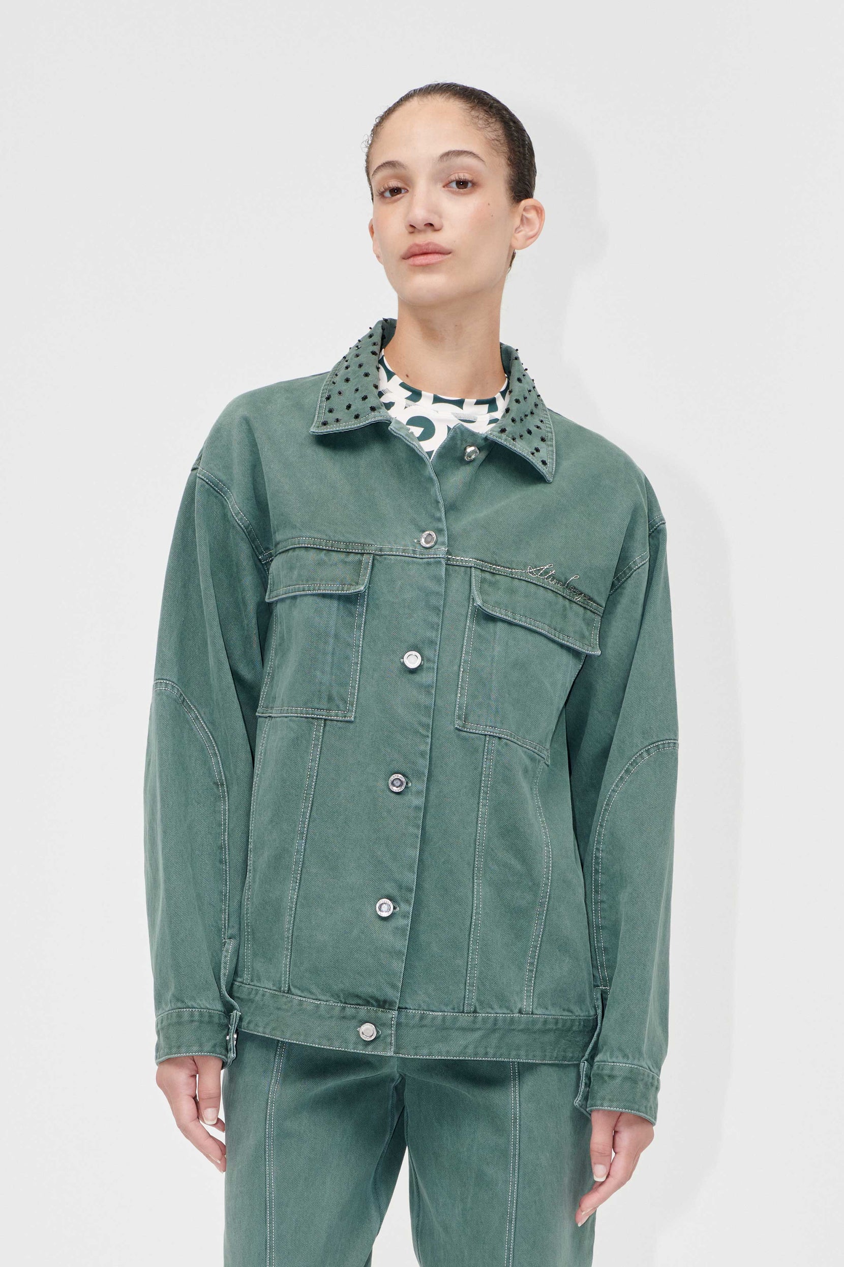 Oversized Pockets Jacket - Dark Green - Stine Goya