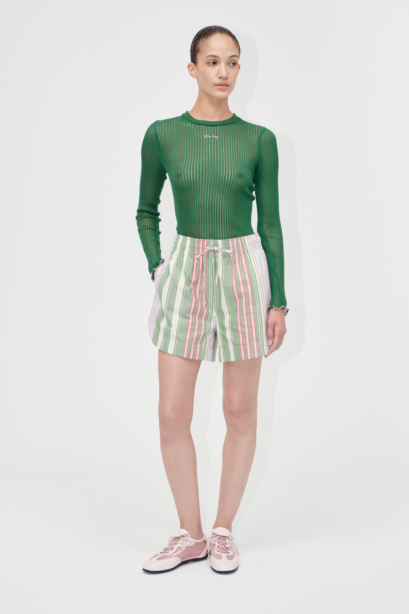 Structured Shorts - Forest Stripe - Stine Goya