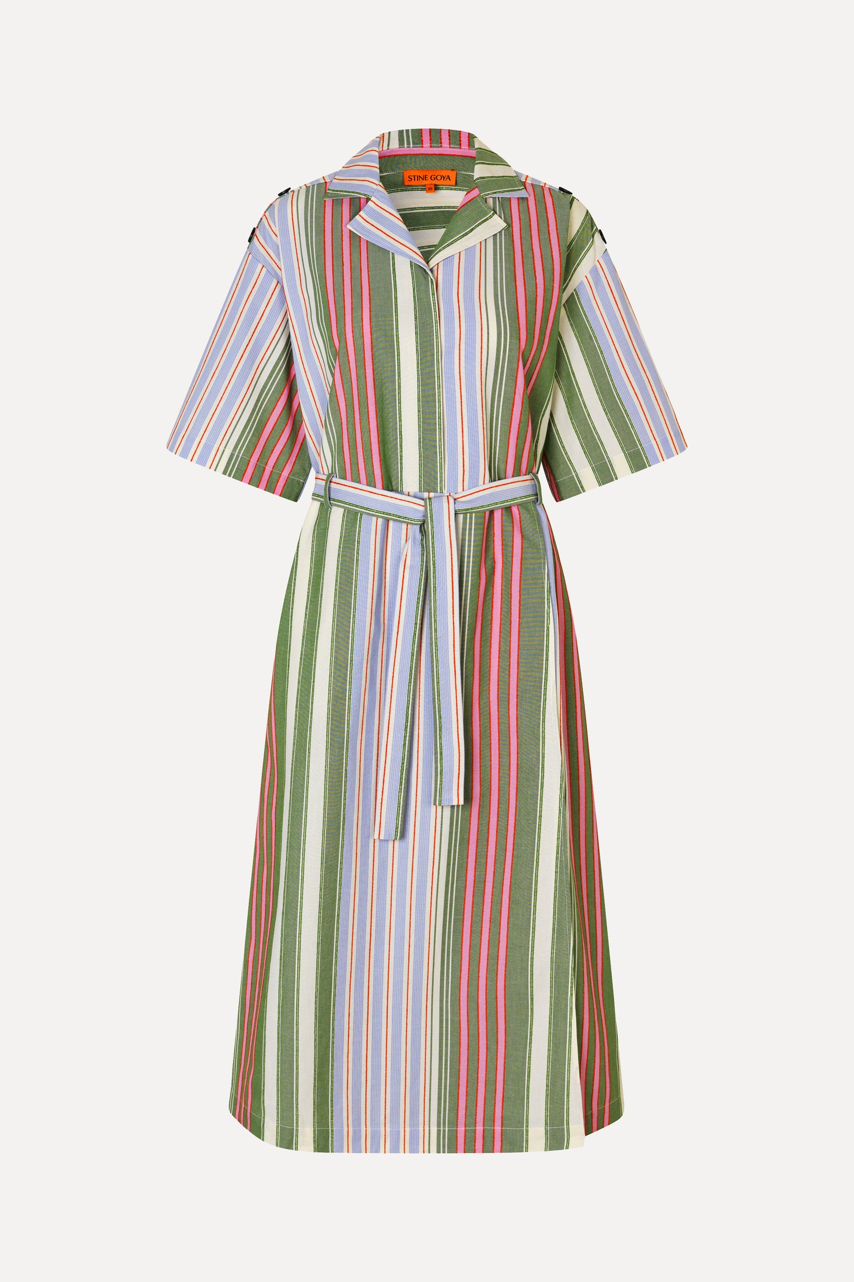 Workwear Midi Dress - Forest Stripe - Stine Goya